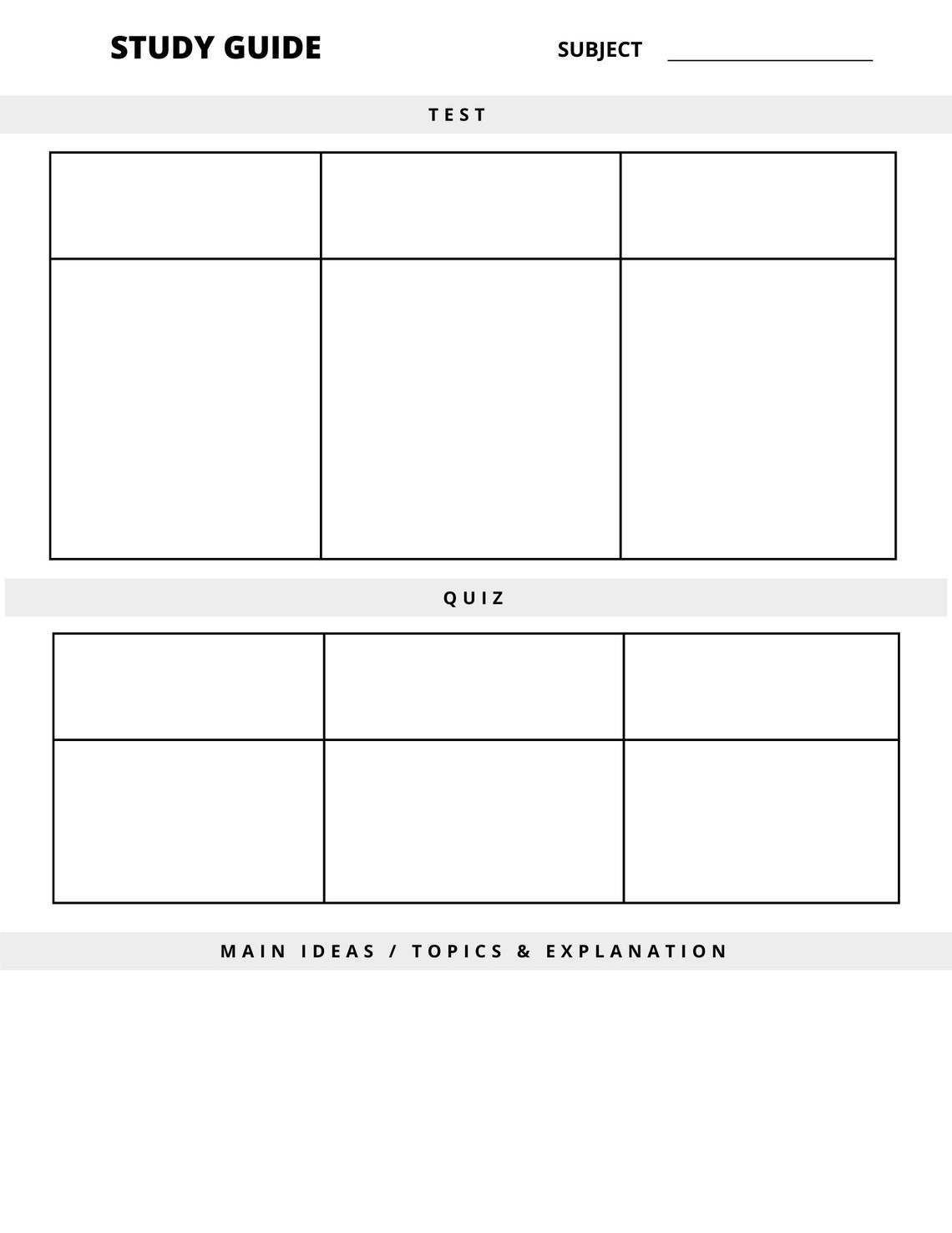 Easy Study Guide Template - Etsy