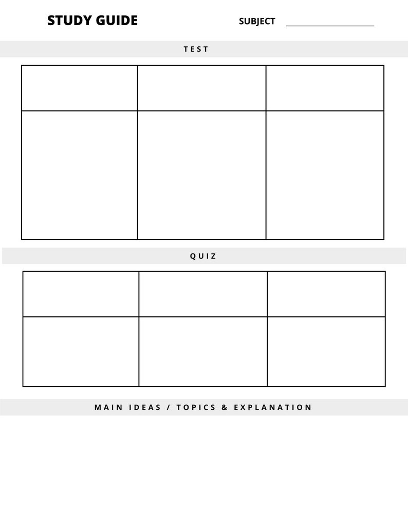 Easy Study Guide Template - Etsy