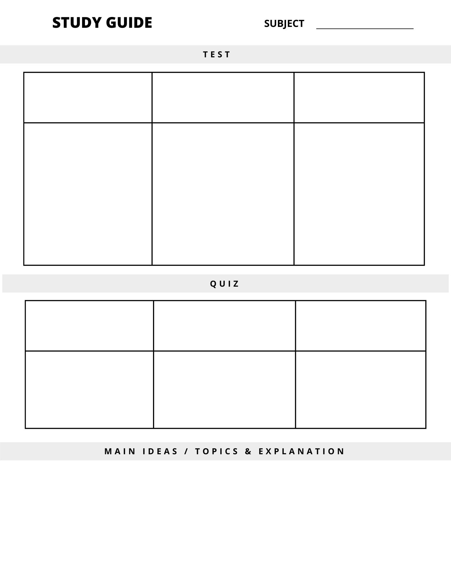 Easy Study Guide Template - Etsy
