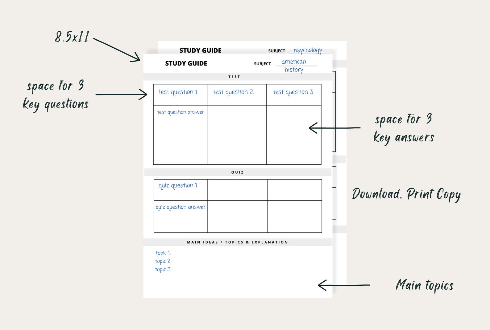 Easy Study Guide Template - Etsy