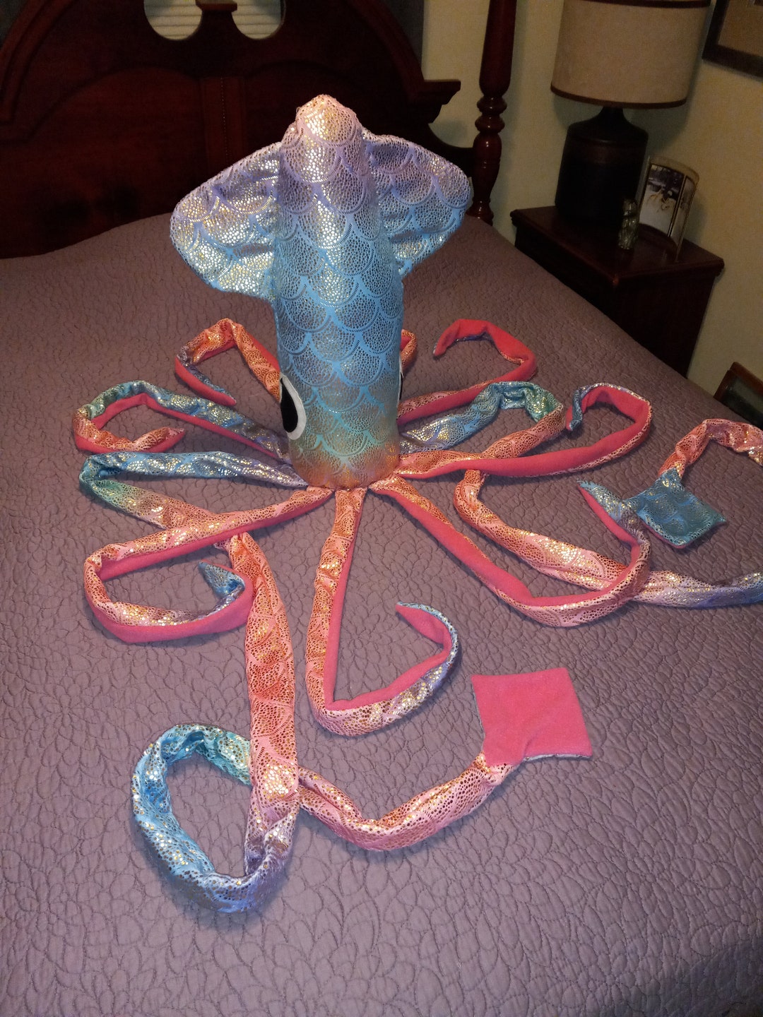 110 Innch Giant Rainbow and Gold Squid Plush. - Etsy