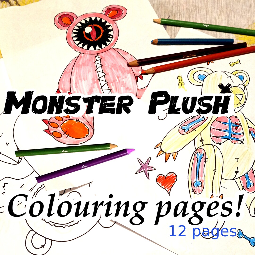 12 Monster Plush Coloring Pages Downloadable PFD - Etsy