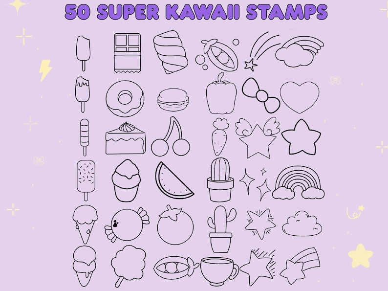 Procreate Kawaii Stamps Kawaii Faces Kawaii Patterns - Etsy