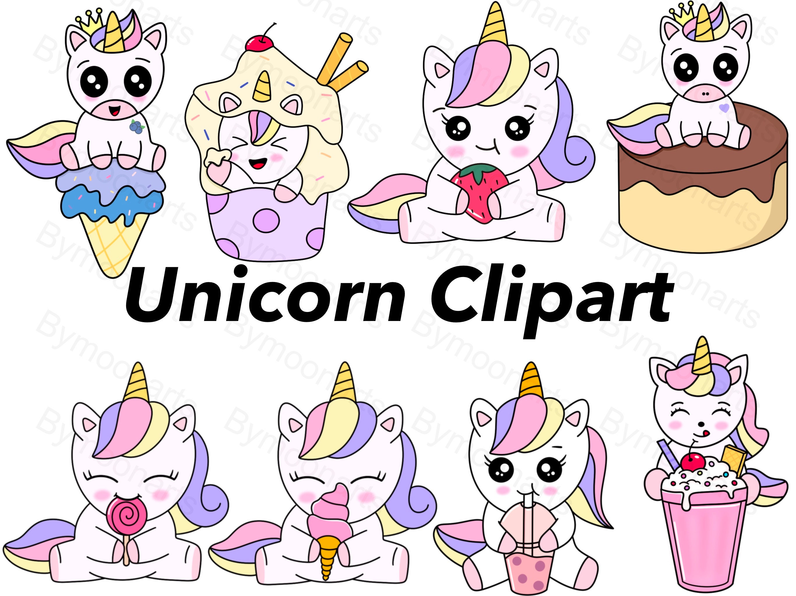 Unicorn Clipart, Unicorns, Cute Clipart, Personal Use, Small Commercial ...