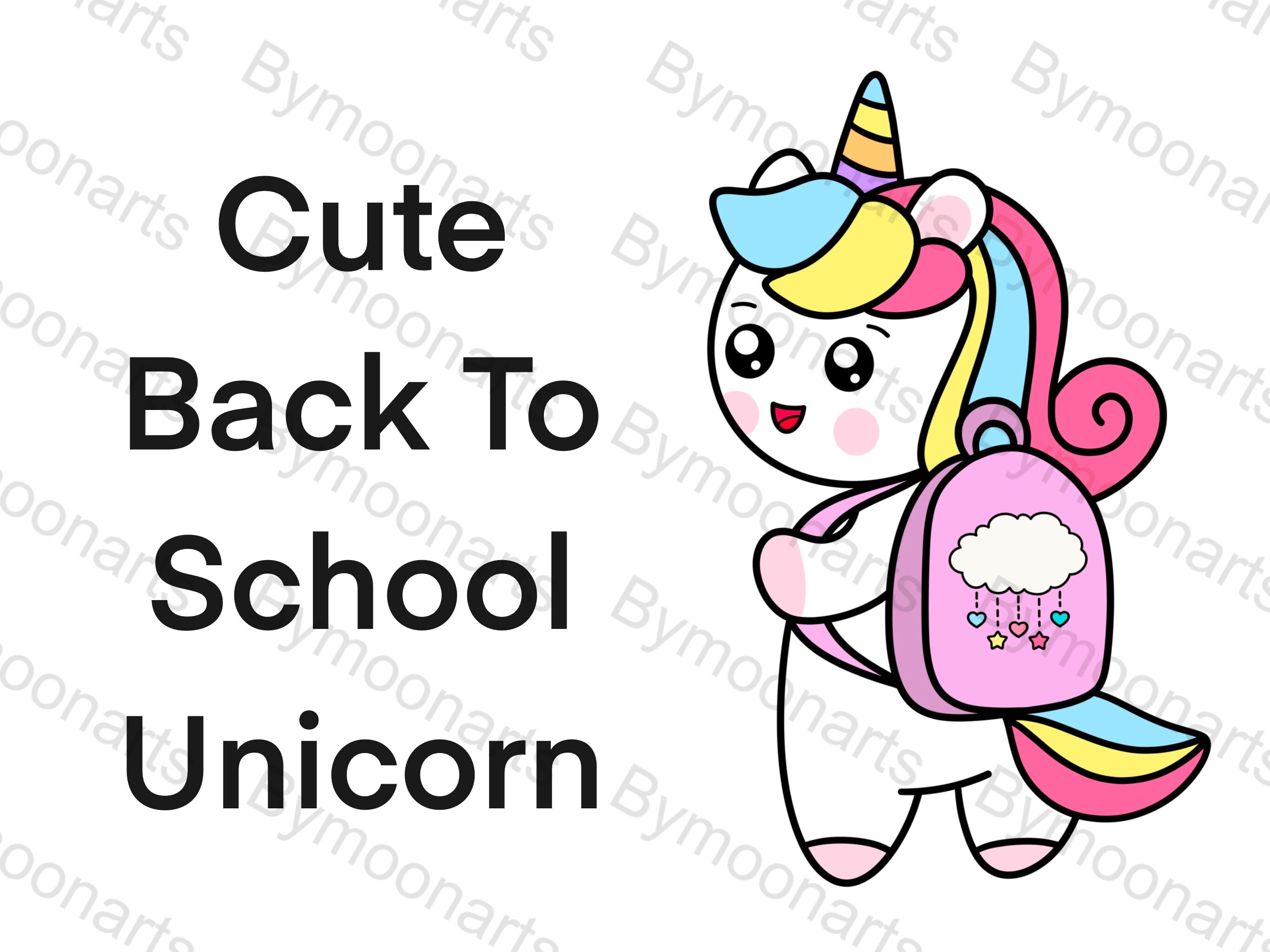 Back to School Unicorn Clipart Cute Unicorn Kawaii Unicorn - Etsy