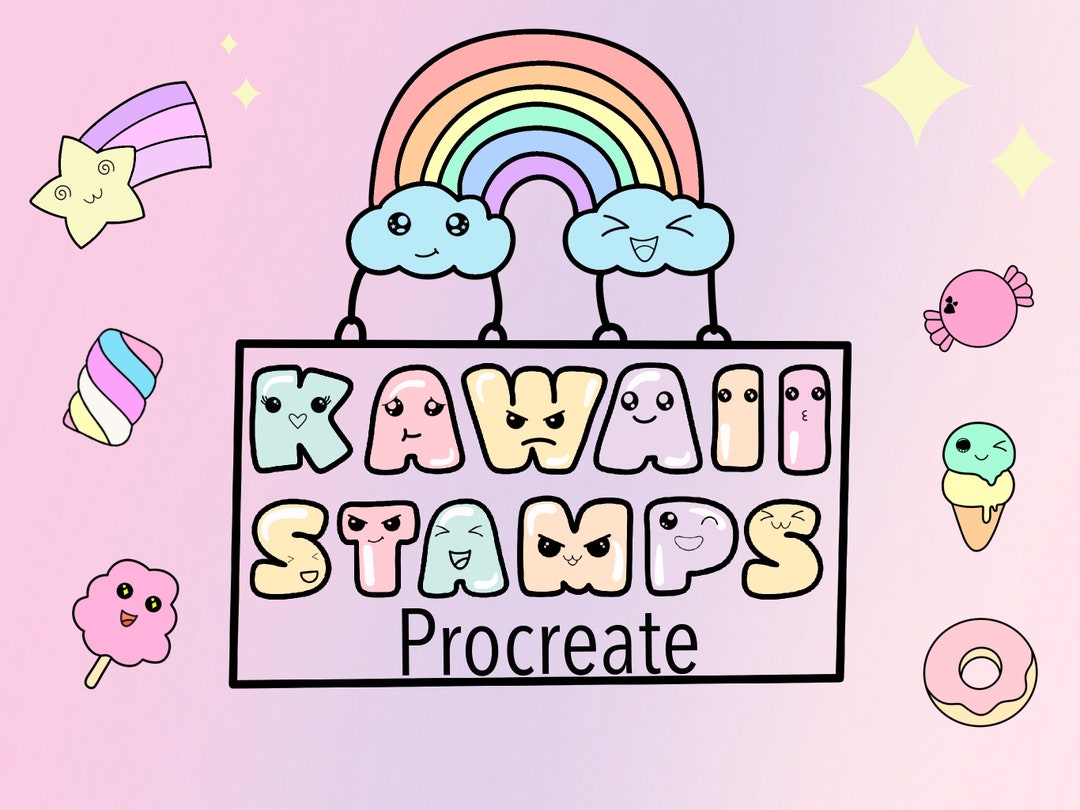 Procreate Kawaii Stamps | Kawaii Faces | Kawaii Patterns | Cute Stamps ...