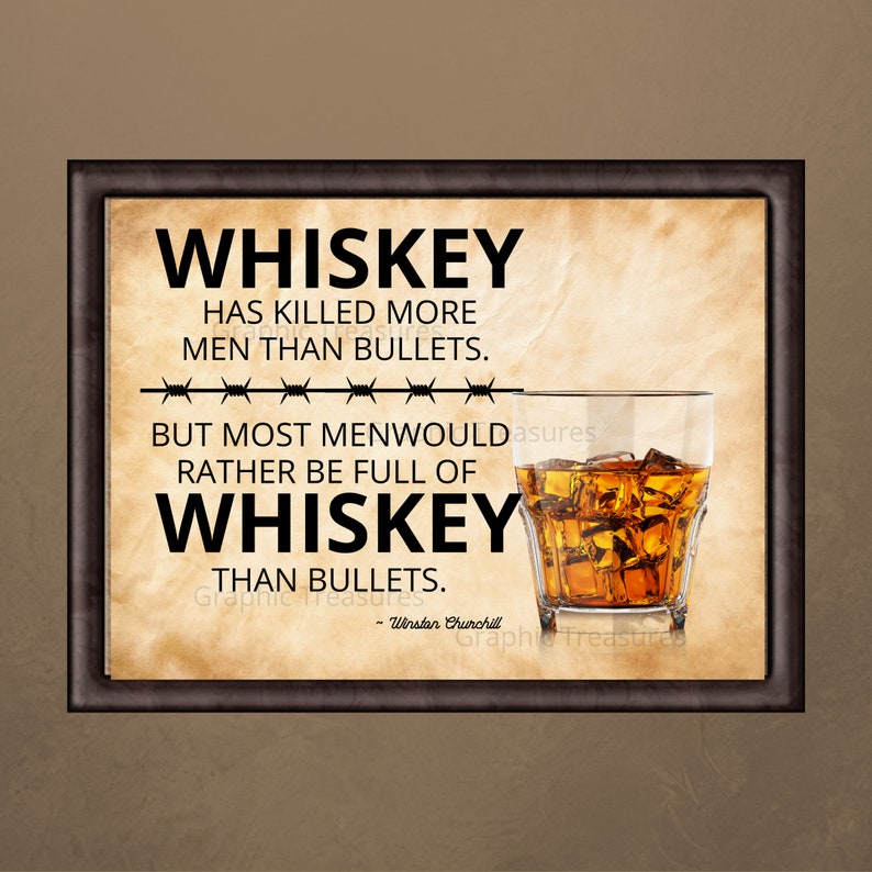 Winston Churchill Quote Whiskey Cocktail Glass Wall Print - Etsy