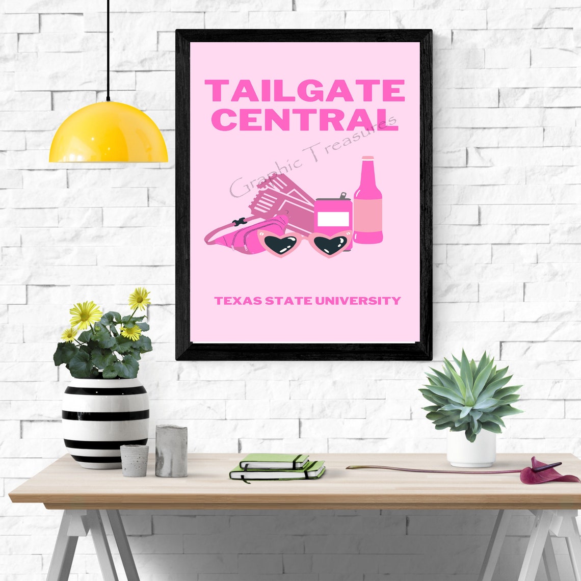 Texas State Wall Art Tailgate Central Pink Preppy Printable Download in ...
