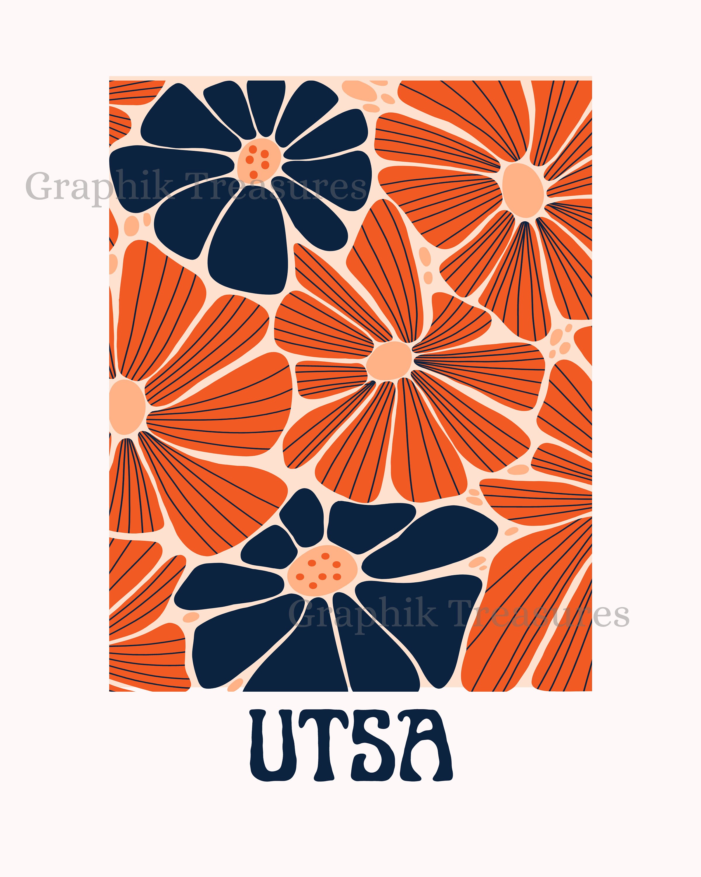 UTSA Wall Art, UTSA Flower Wall Art, Dorm Decor, College Wall Art, UTSA ...