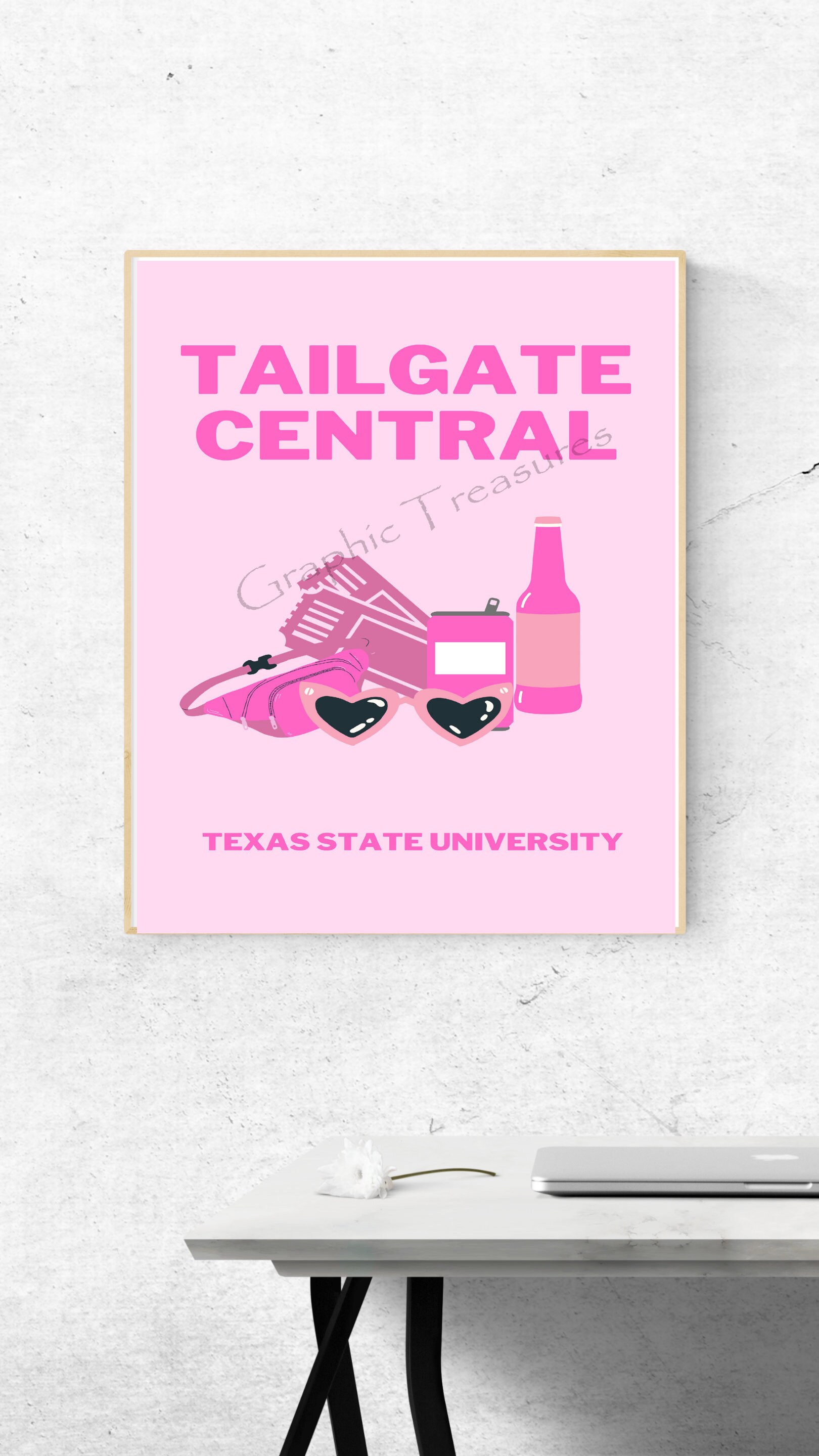 Texas State Wall Art Tailgate Central Pink Preppy Printable Download in ...
