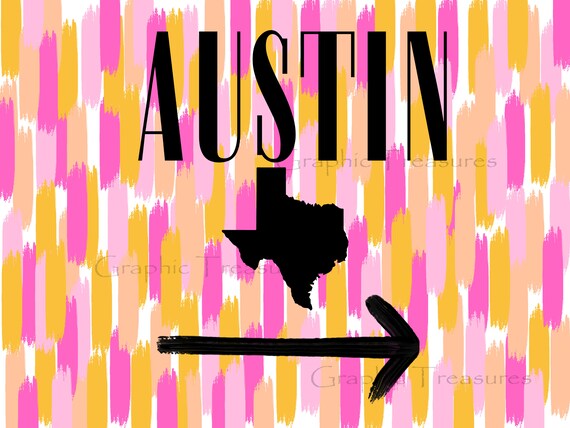 Austin Wall Art Preppy Location Wall Art Austin Texas Pink - Etsy