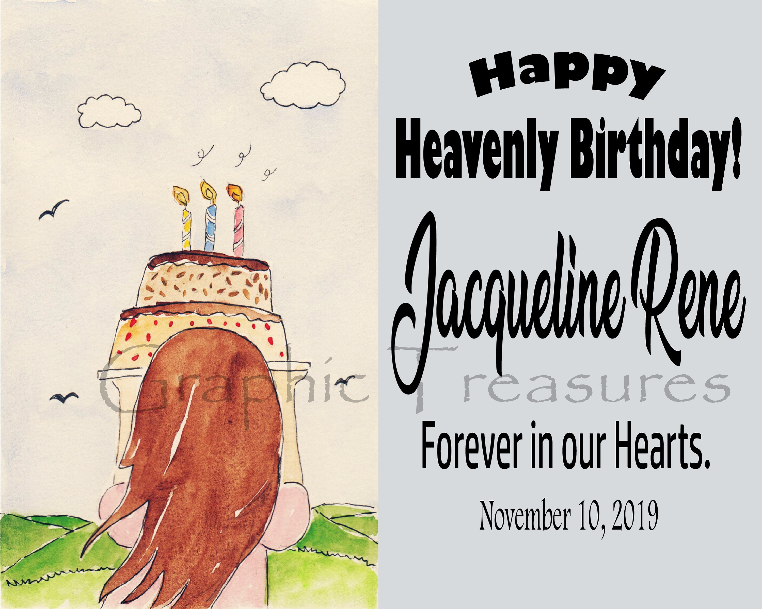 Heavenly Birthday Wall Art Tribute Print - Happy Birthday in Heaven ...
