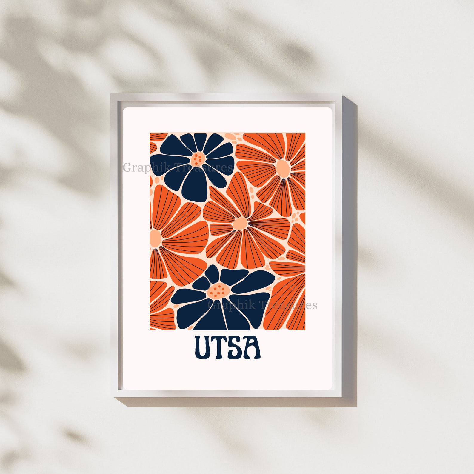 UTSA Wall Art, UTSA Flower Wall Art, Dorm Decor, College Wall Art, UTSA ...