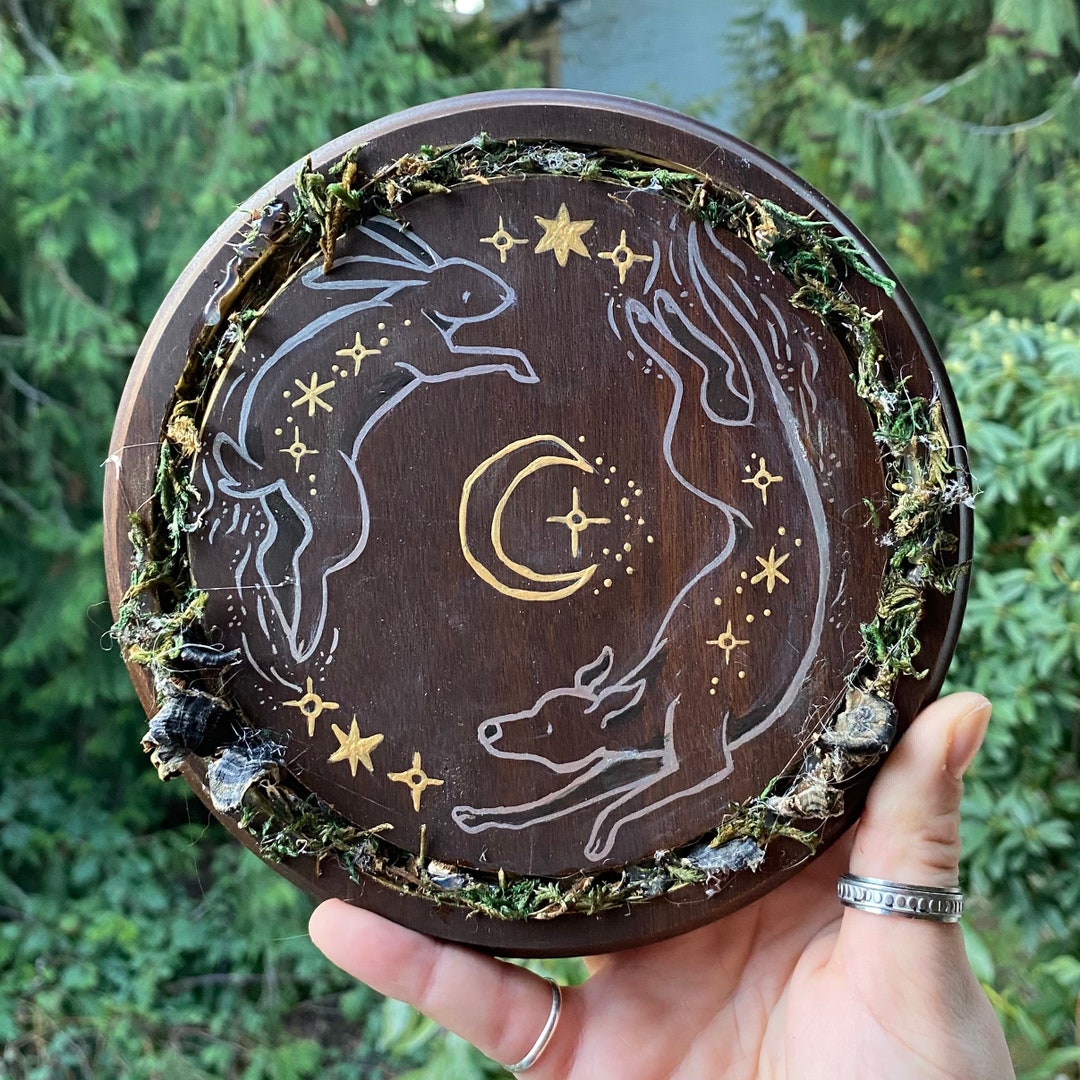 Celestial Hare and Hound Painting on Wood - Etsy