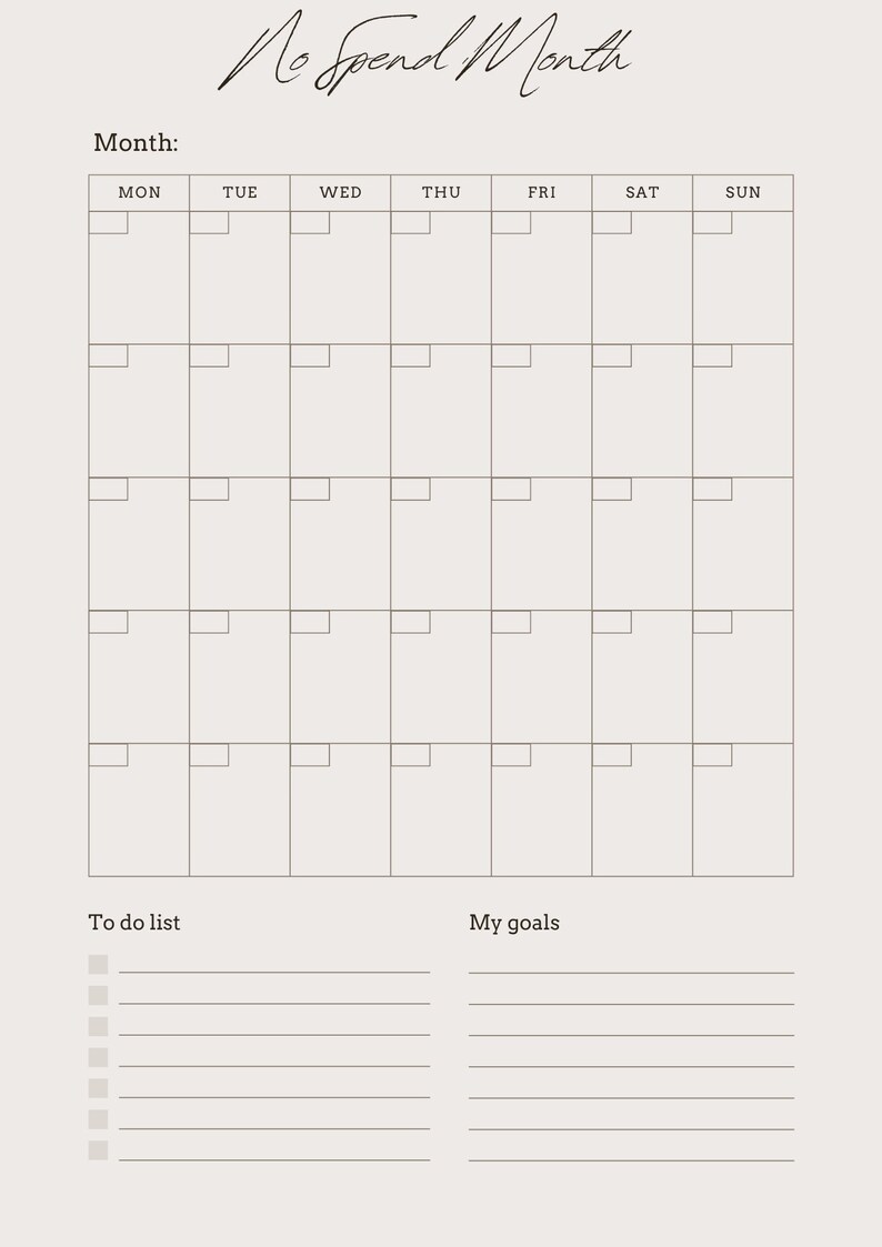 Printable No Spend Tracker - Etsy