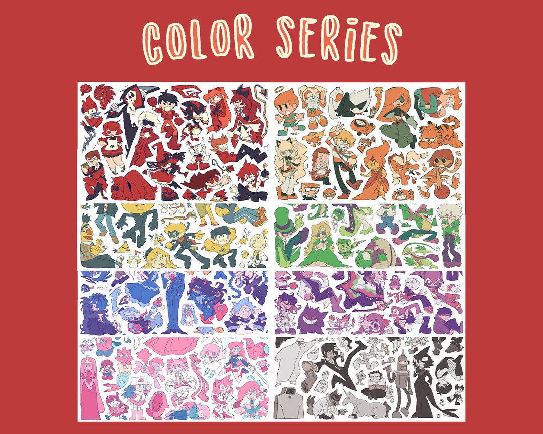 Color Series Multifandom Sticker Sheets - Etsy