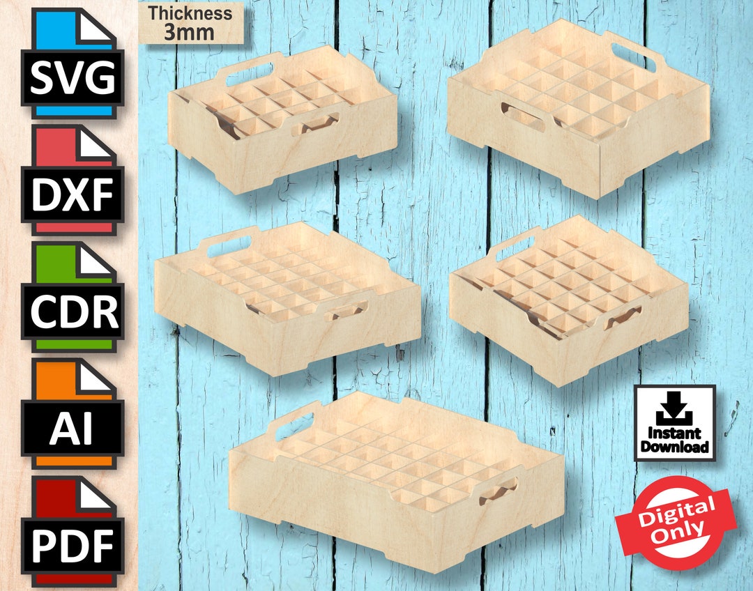 Storage Box With Dividers Pack 1 Laser Cut Design File - Etsy