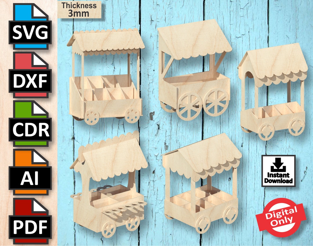 Candy Cart Pack 1 Laser Cut Design File Vector for - Etsy