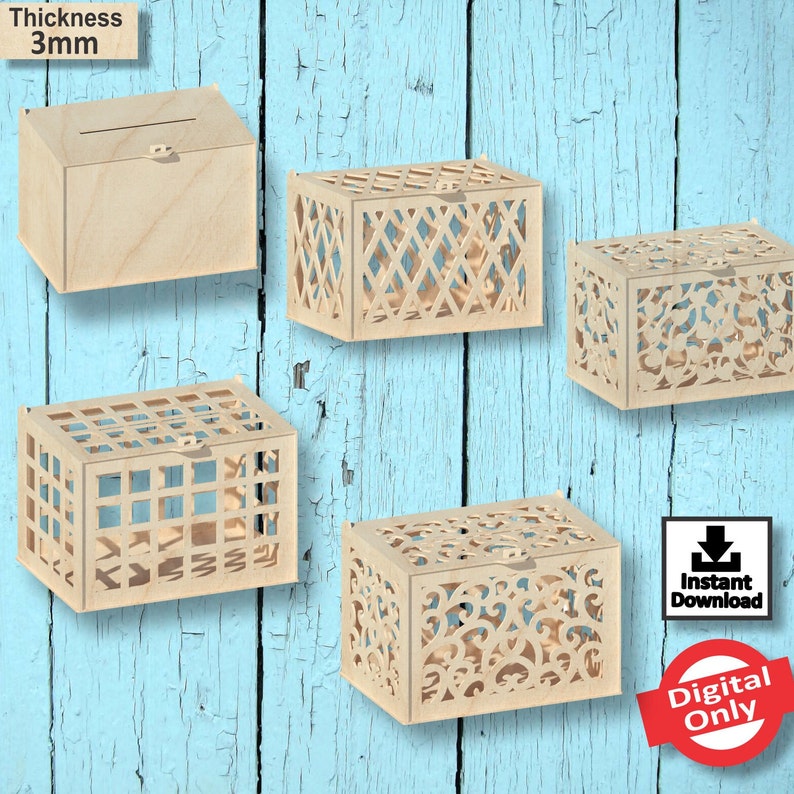 Laser Cut Wedding Cards Boxes Pack 1 - Vector Files for Instant ...