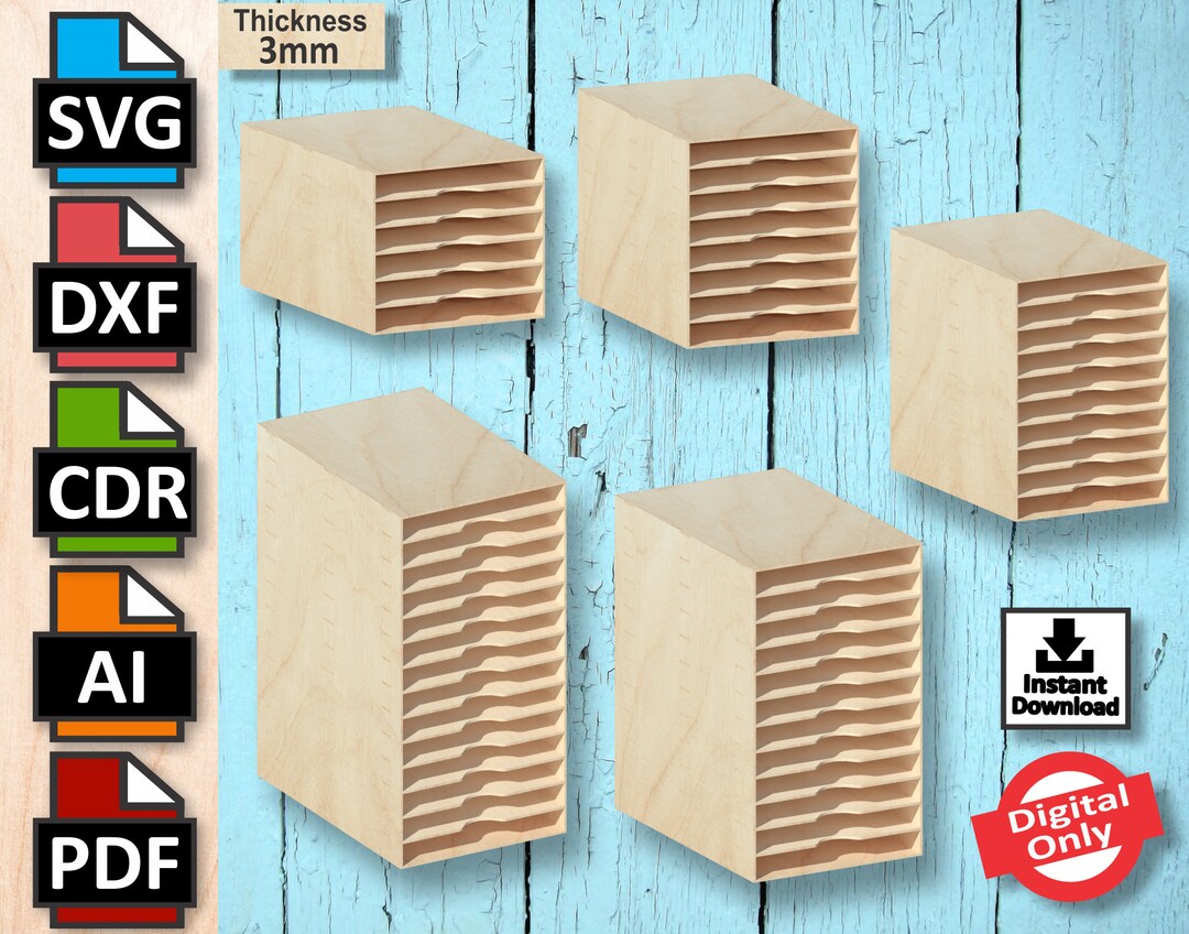 Desktop Organizer File Folio Size Pack 5 Laser Cut Design - Etsy