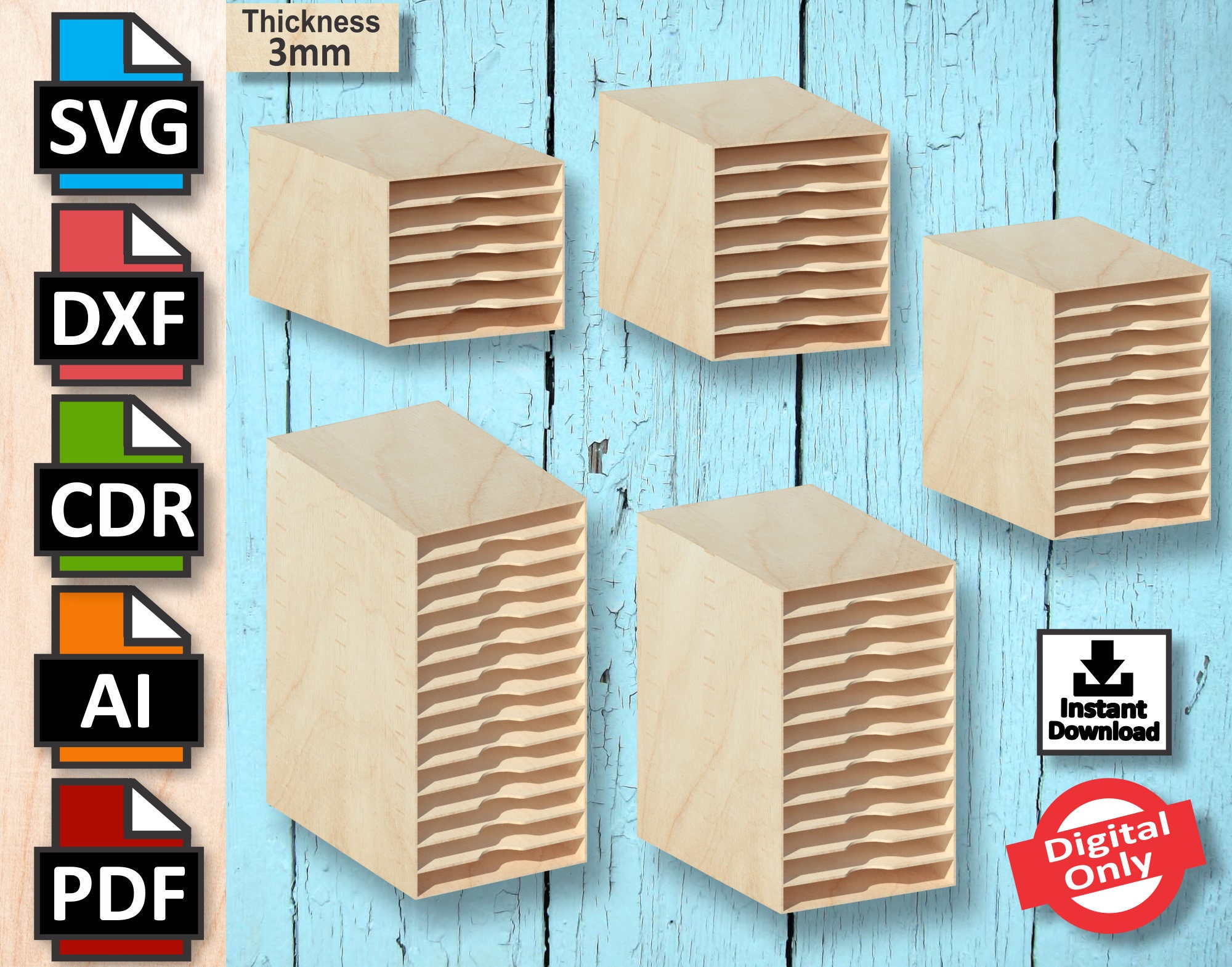 Desktop Organizer File Folio Size Pack 5 Laser Cut Design - Etsy Canada