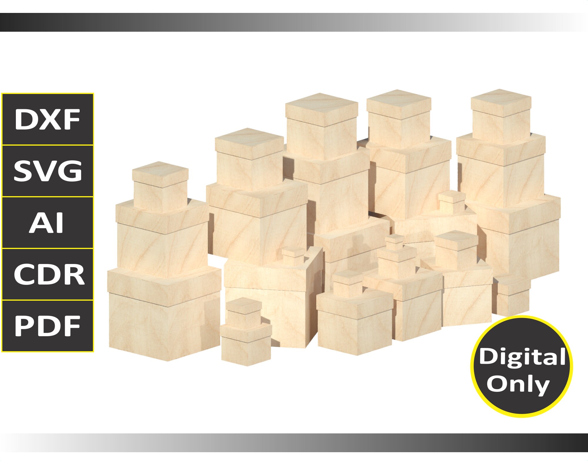 27 Boxes Collection Pack, Box Template, Laser Cut Template, File Vector ...