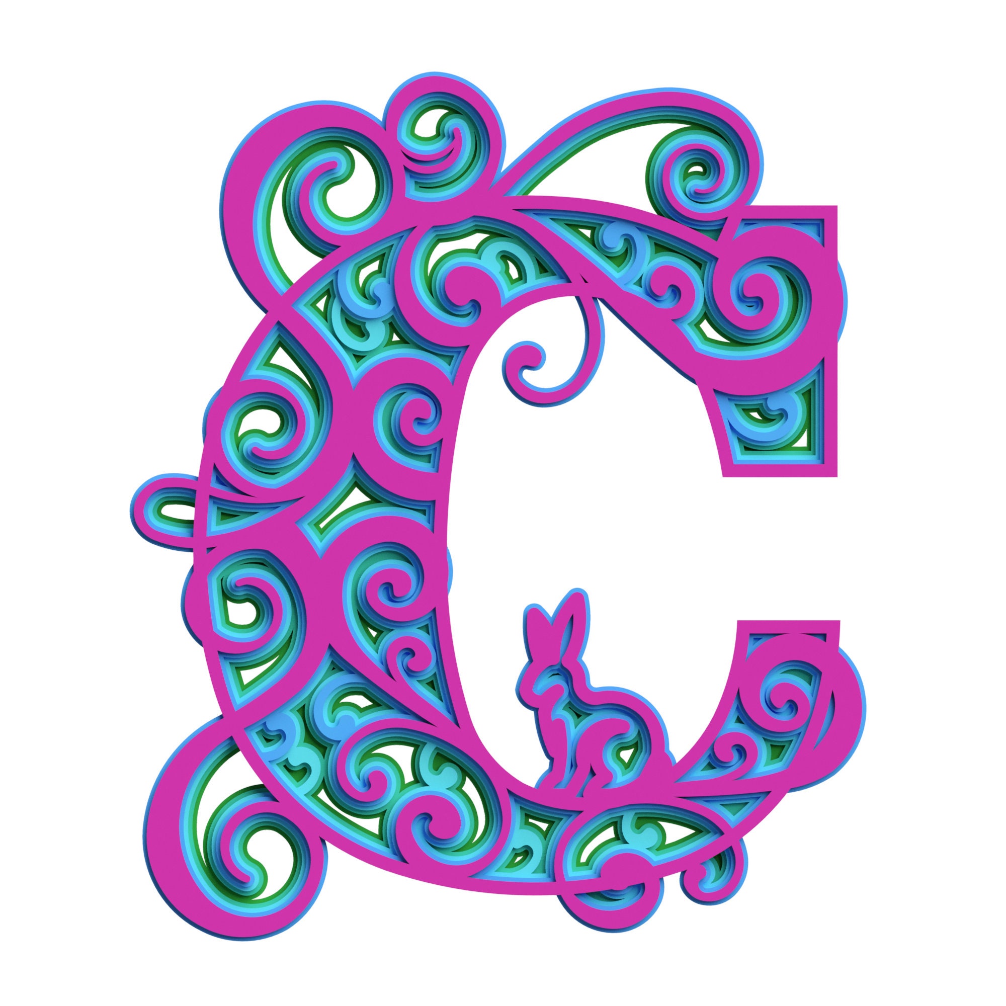 26 Layered Floral Alphabet SVG Pack 1 Laser Cut Design File Vector for ...