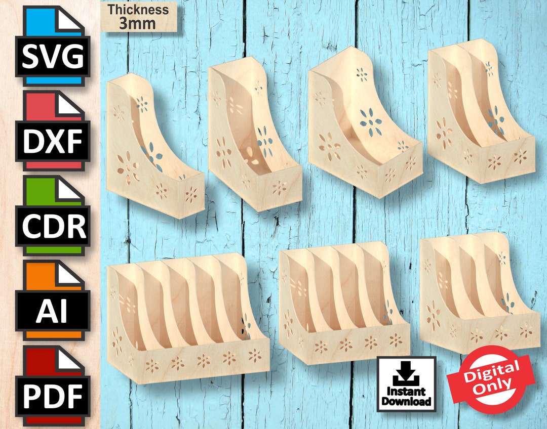 Vertical File Folder Holder Pack 2 Laser Cut Design File - Etsy