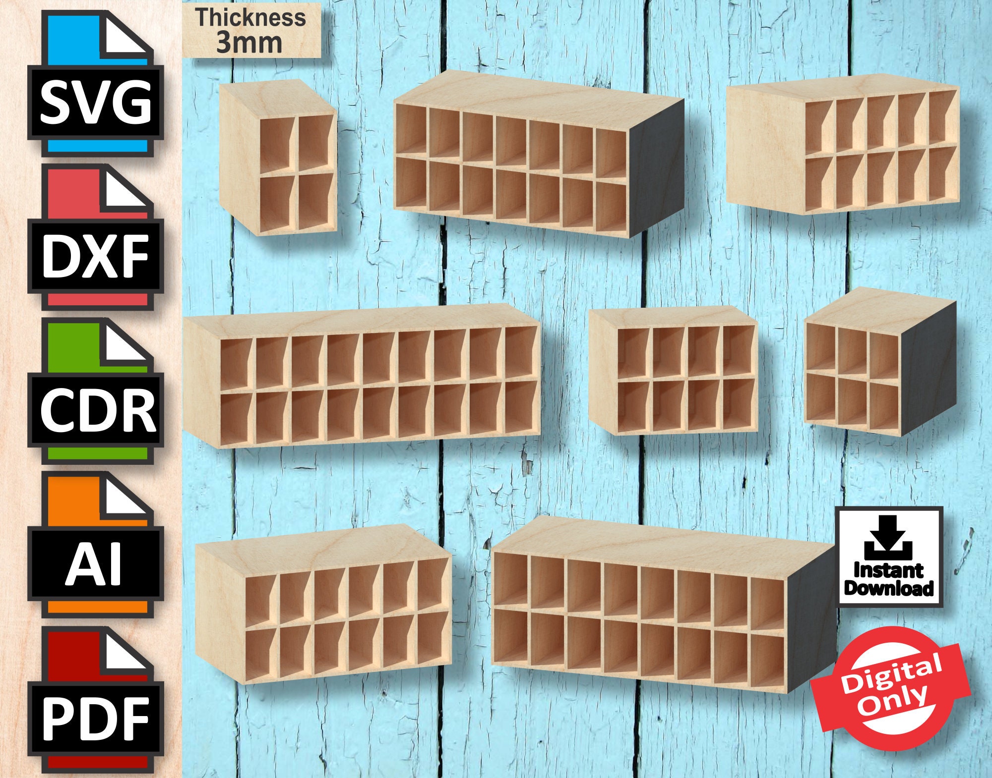 Markers Holder Pack 3 Laser Cut Design File Vector for - Etsy