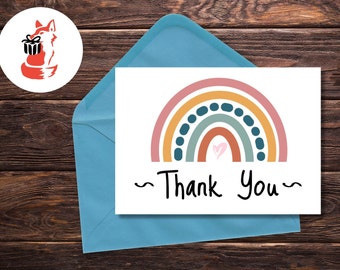 PRINTABLE Boho Rainbow Thank You Card INSTANT DOWNLOAD 5x7 - Etsy