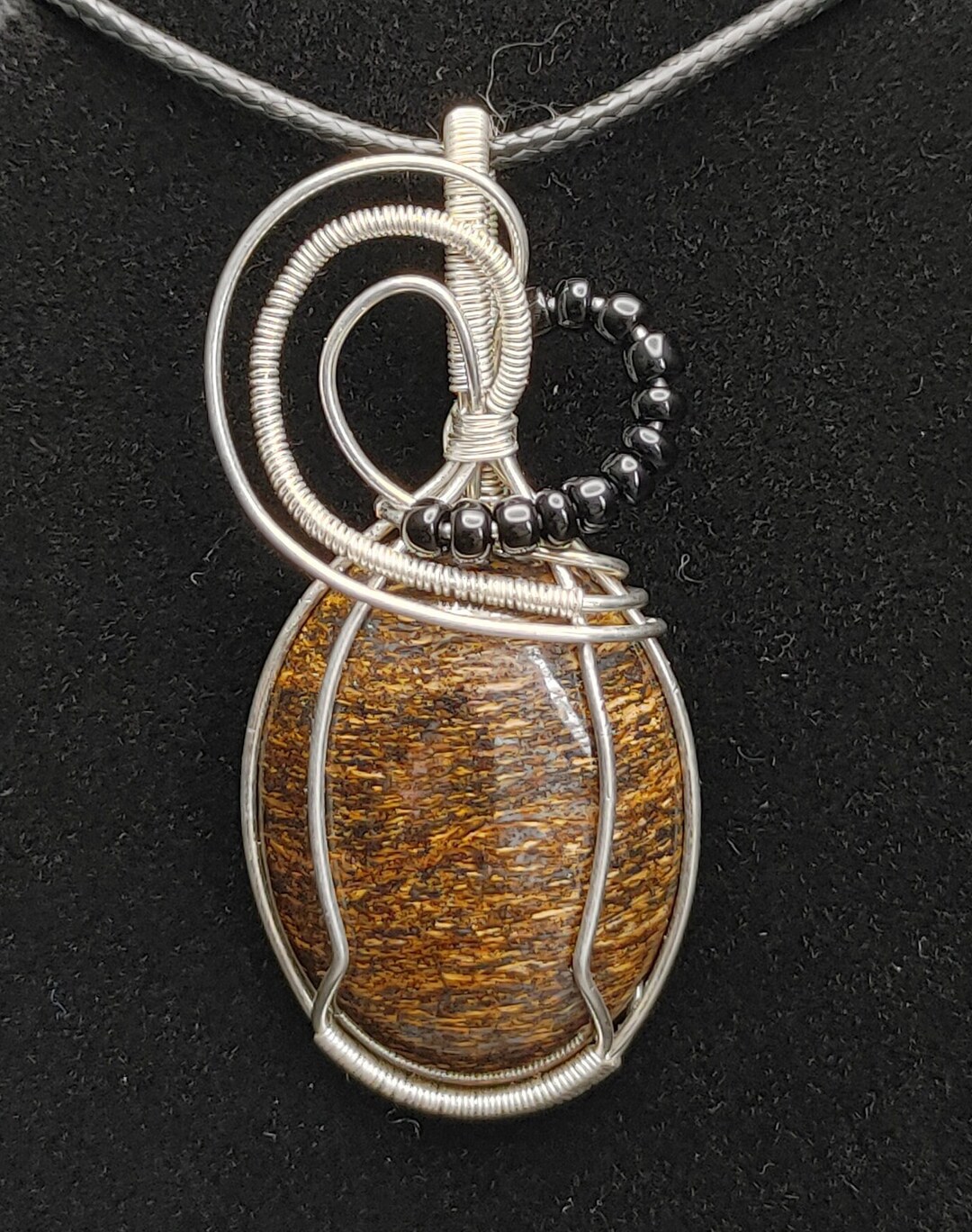 ON SALE- Handmade Wire Wrapped Tiger Iron in Silver & Aluminum Pendant ...