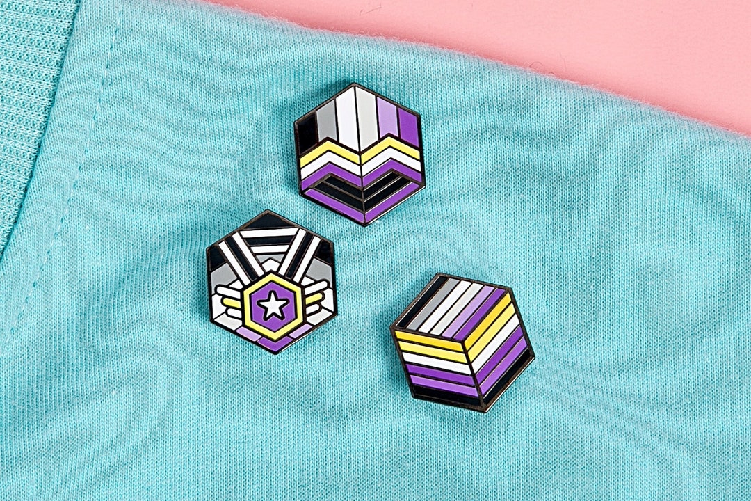 Non-binary enby Asexual Pride Pins Flag Love Medal Trans Pins Demigirl ...