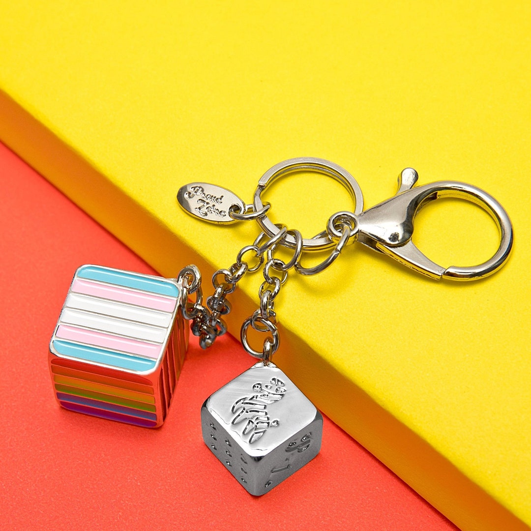 Inclusive Pride Flag Proud Cube Bag Charm Pride Keychain - Enby Demiboy ...