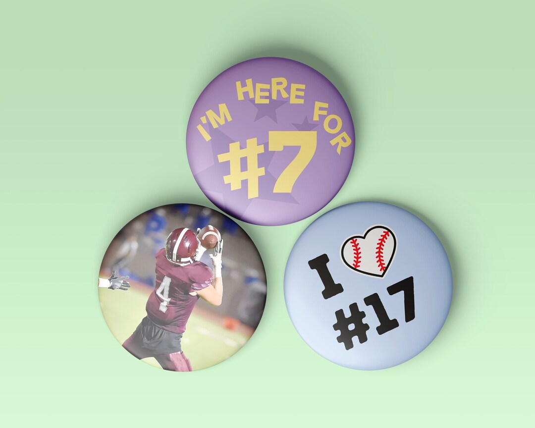 CUSTOMIZABLE #1 FAN BUTTONS | Athlete Gameday Buttons - Etsy