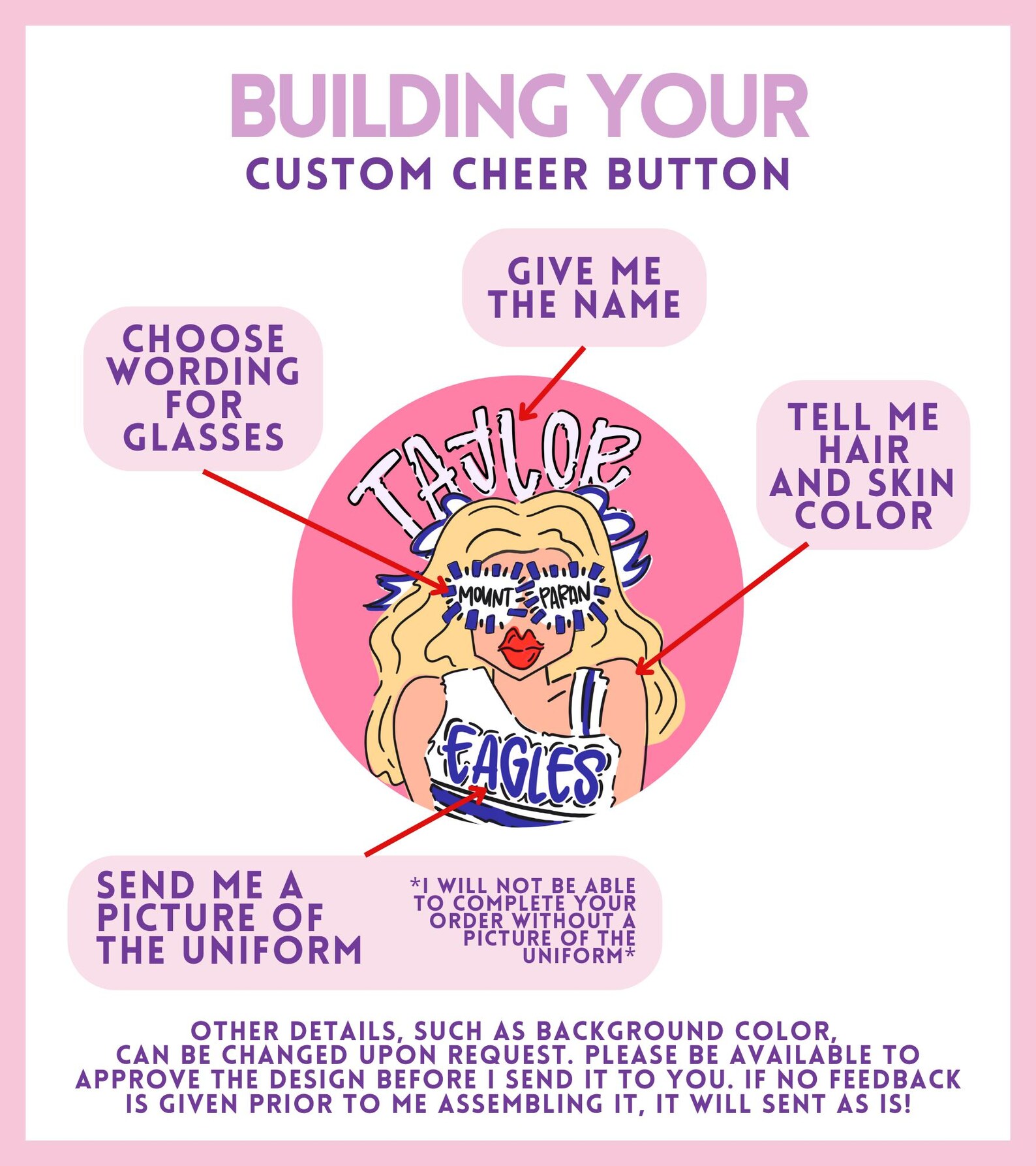 CUSTOM Cheer Buttons | Dance Team Buttons | Gameday Buttons ...