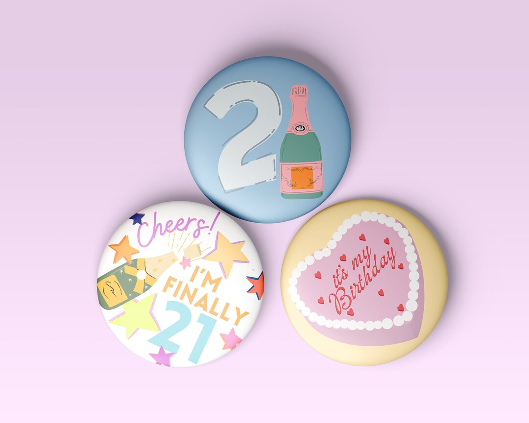 Birthday Buttons | 21st Birthday - Etsy