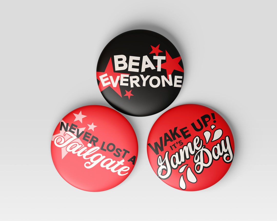 3-pack Red & Black Gameday Buttons | Football Buttons | Tailgate ...
