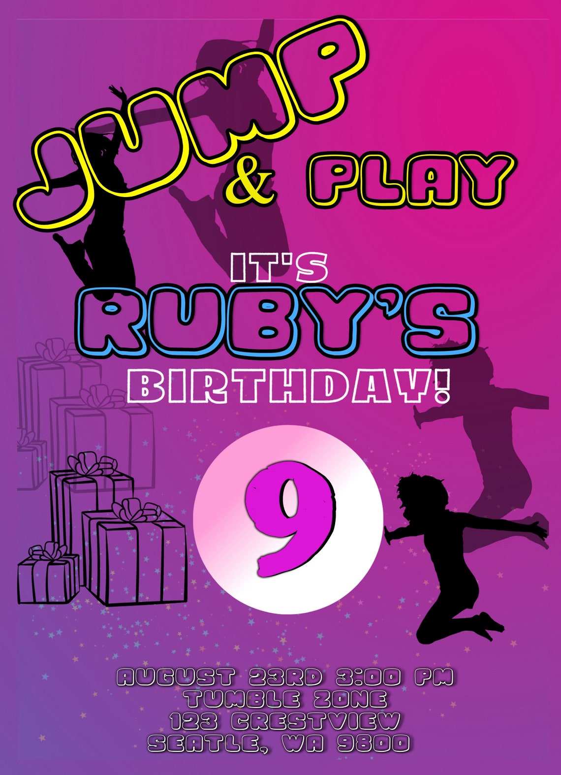 EDITABLE Birthday Jump Party Invitation Girls Birthday Party - Etsy