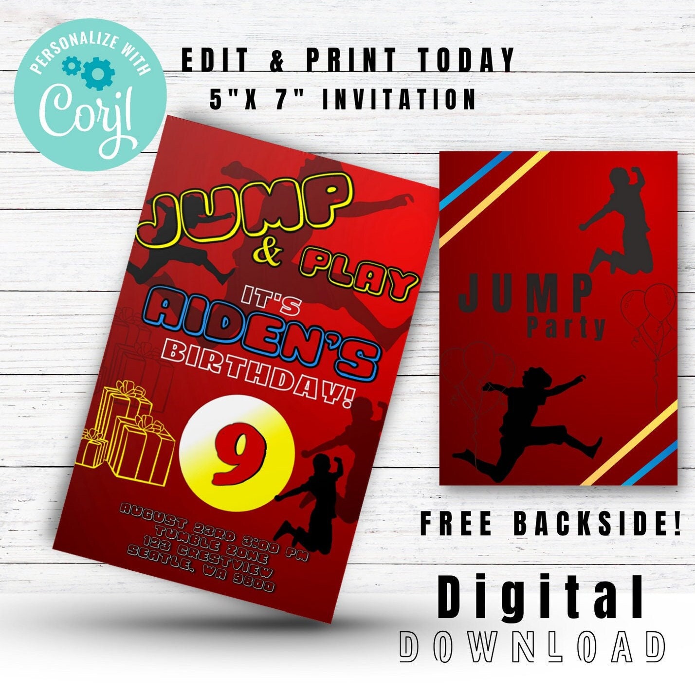 EDITABLE Jump Party Invitation Jump and Play Birthday - Etsy