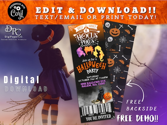 EDITABLE Hocus Pocus Halloween Party Invite Just a Bunch of - Etsy