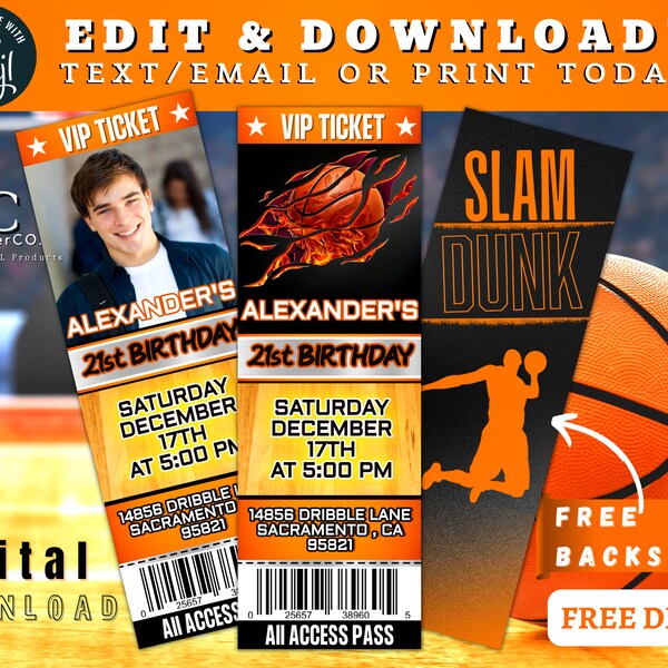 Basketball Birthday Invitations - Etsy