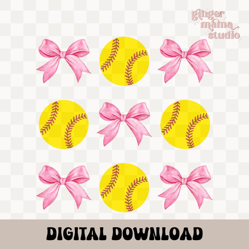 Coquette Softball Baseball Pink Bows Png, Coquette Softball Mama ...