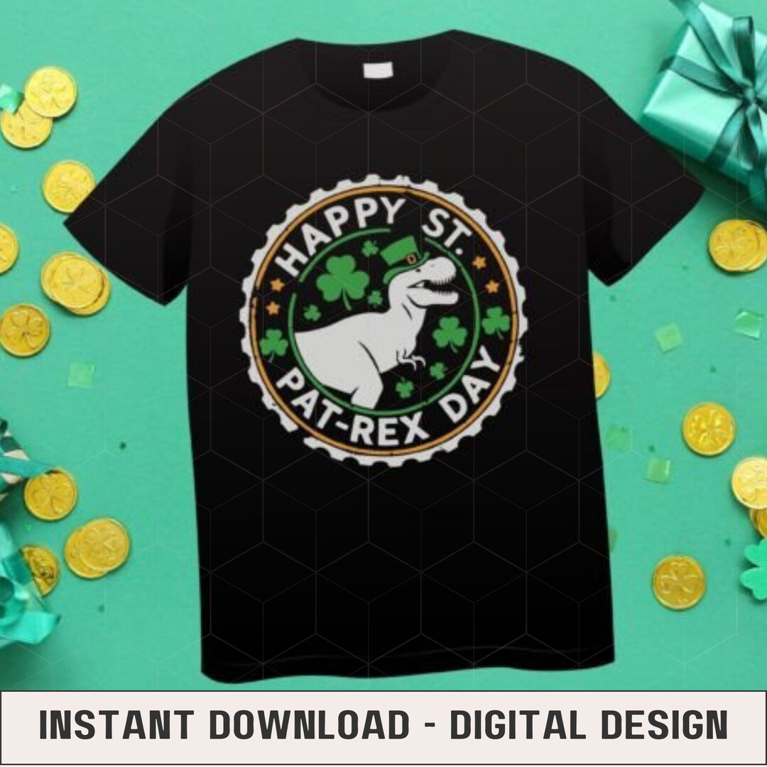 Happy St. Pat-rex Day Dino Png, Kids St. Patrick’s Day, Dinosaur, Fun T ...