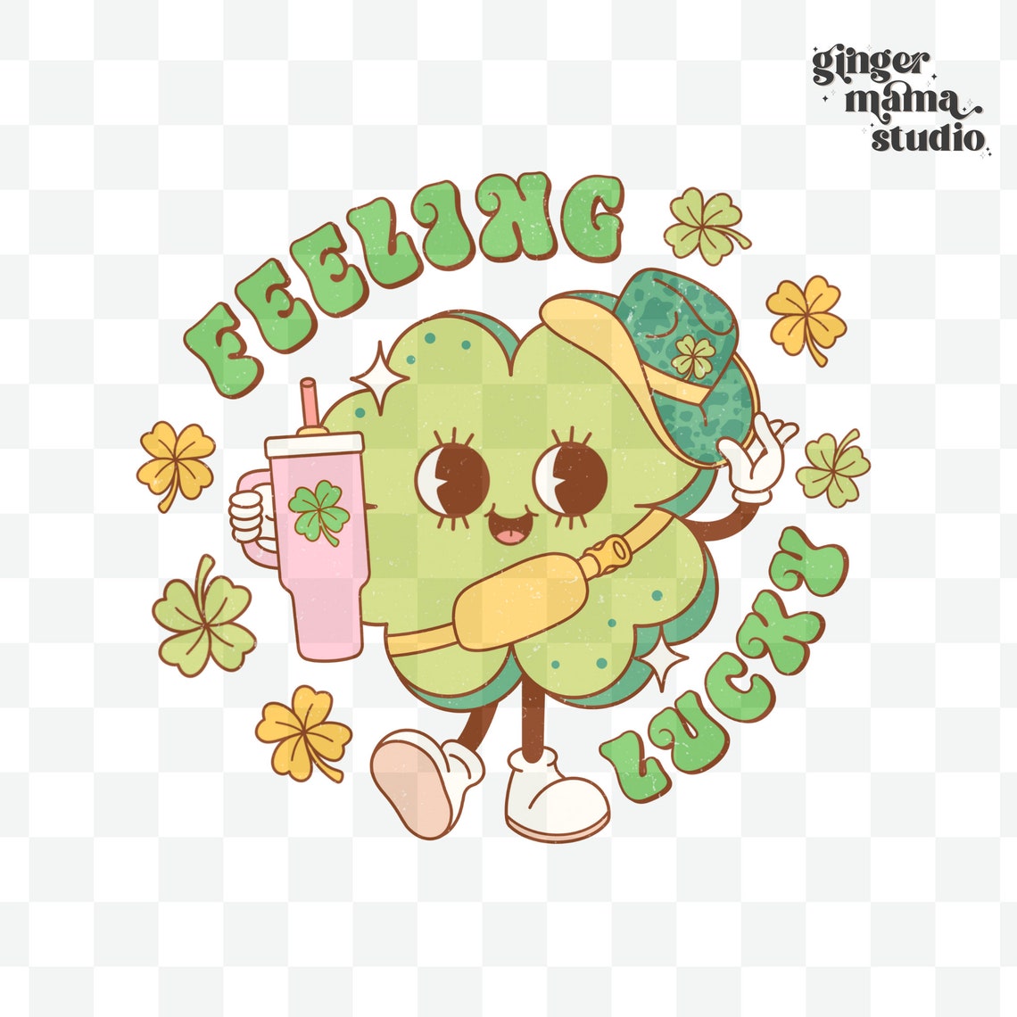 Feeling Lucky Boujee Shamrock Png, Retro Obsessive Cup Disorder, St ...
