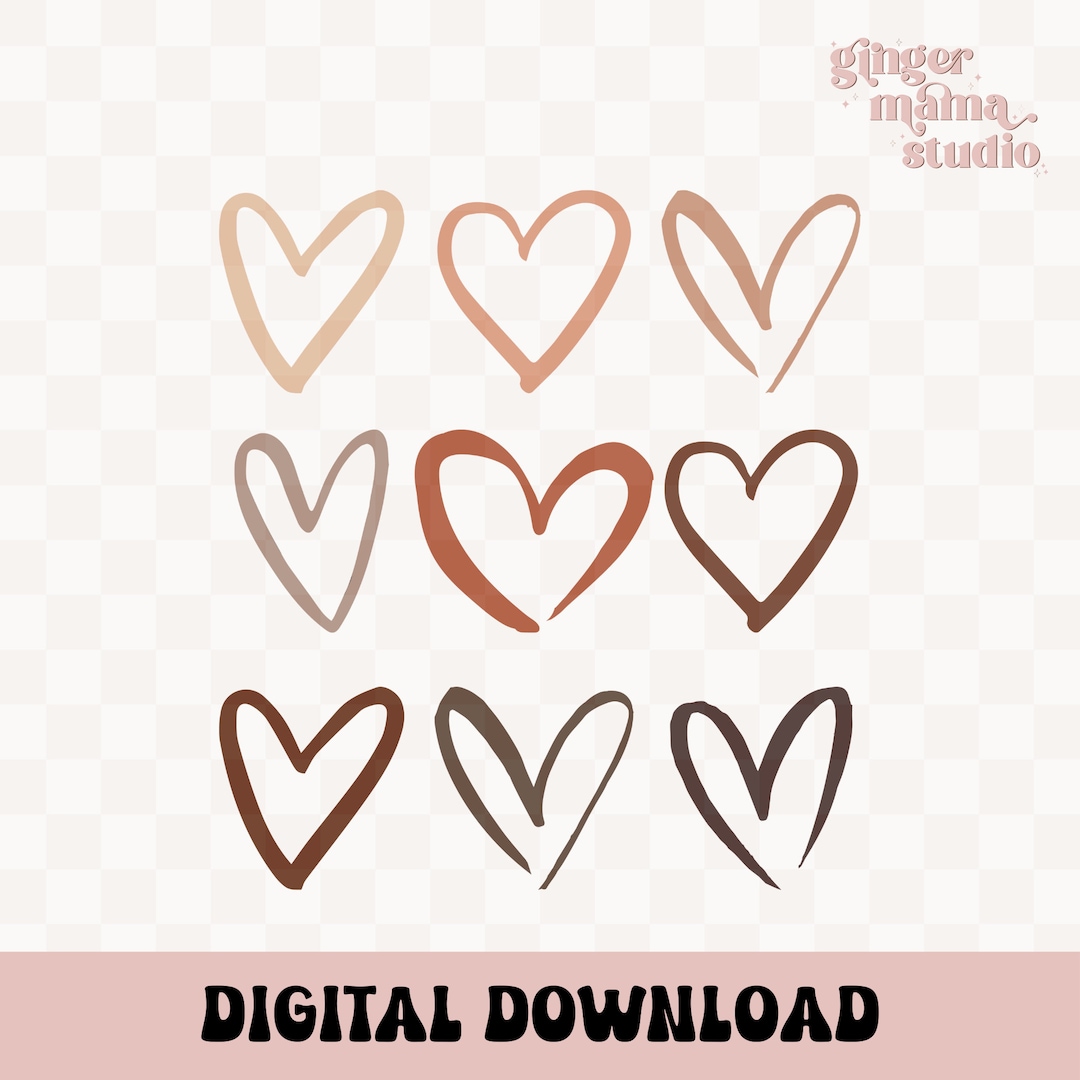 Skin Tone Hearts Png, Melanin Hearts Png, Shades of Skin, Colored ...