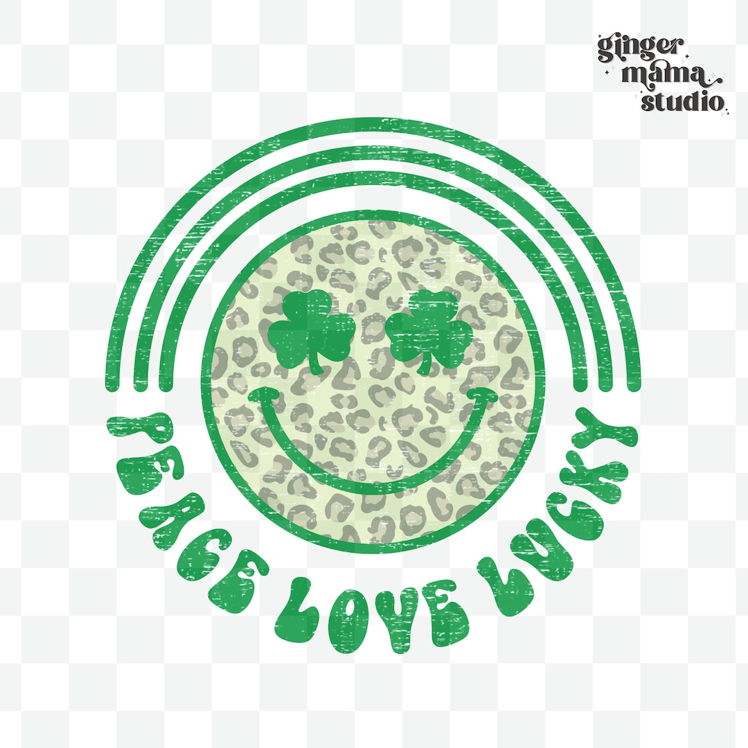 Peace Love Lucky Smiley Leopard Png, Retro St Patricks Day Png, Lucky ...