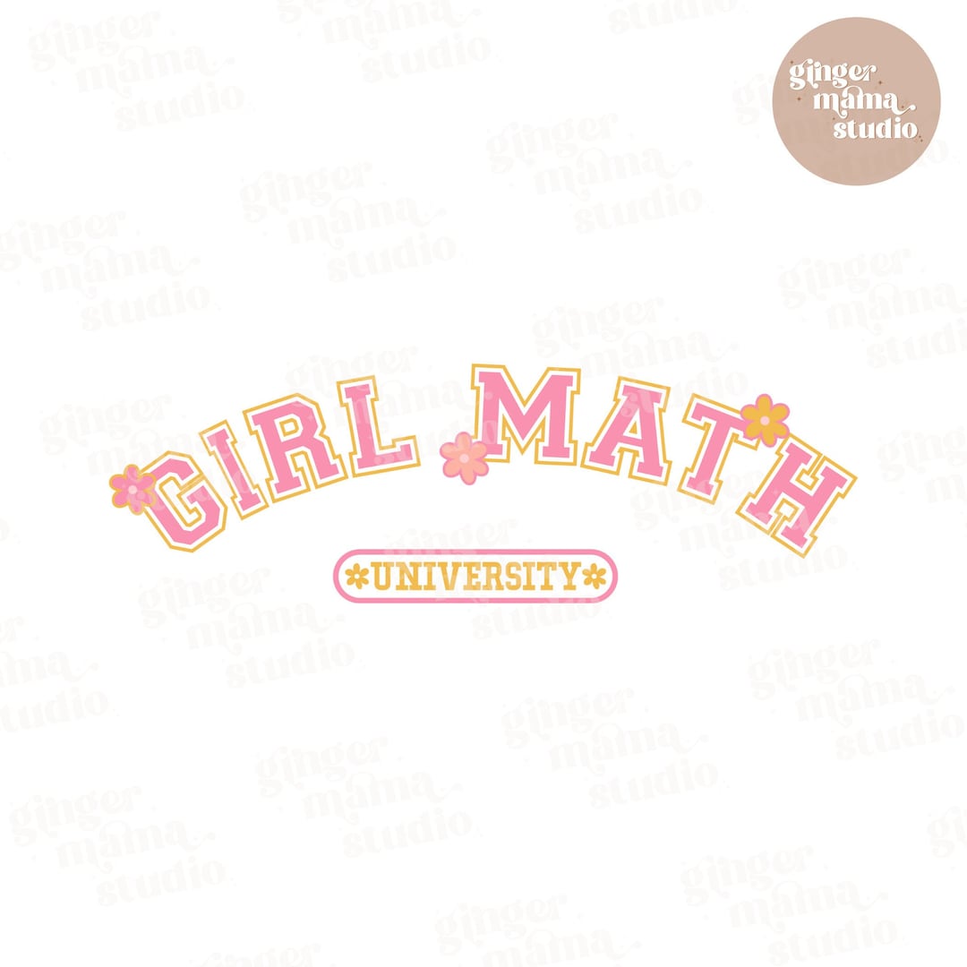 Girl Math University Varsity Png, Retro Girl Math, Groovy, Flowers ...