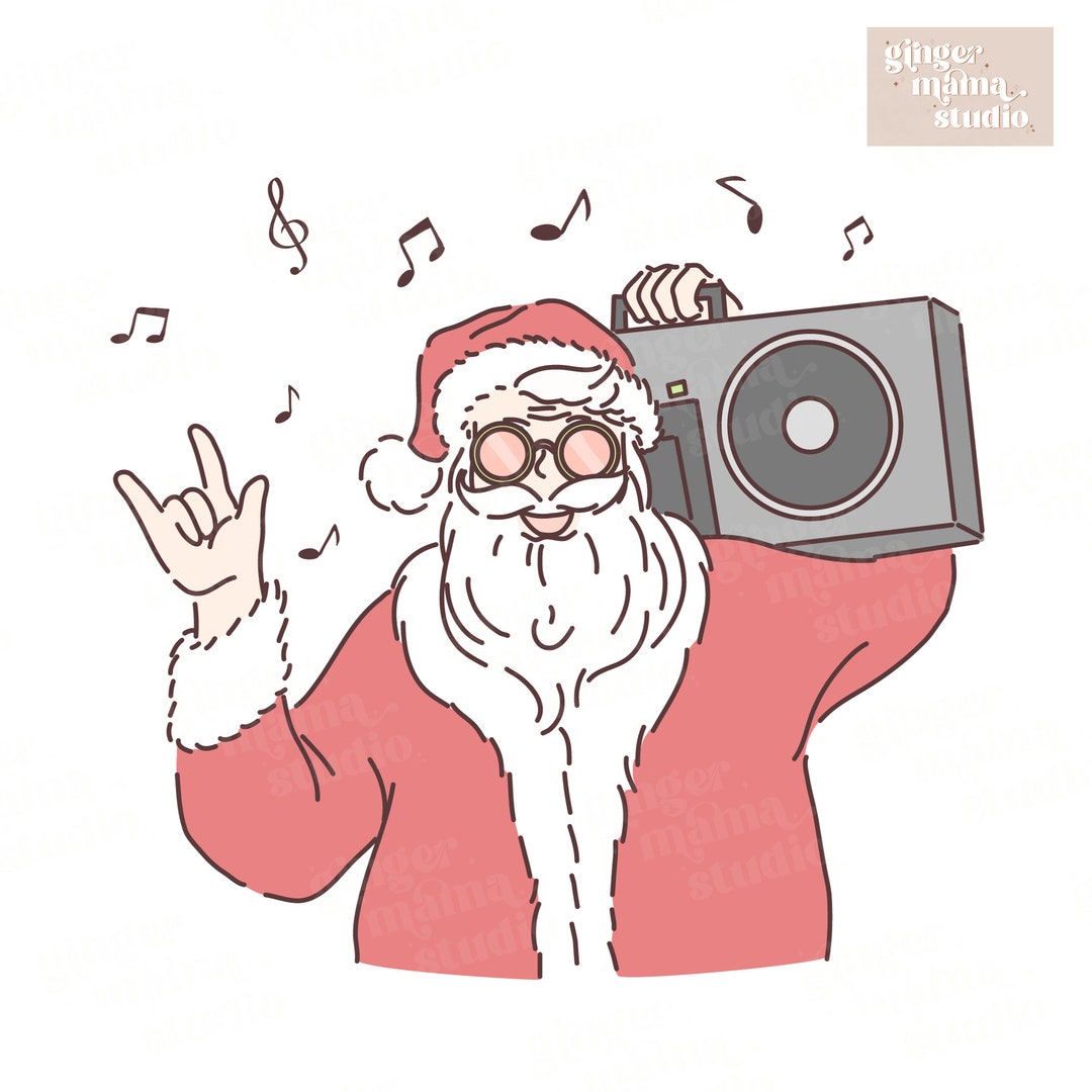 Retro Santa Png, Santa Music Radio Png, Cool Santa Png, Modern Santa ...