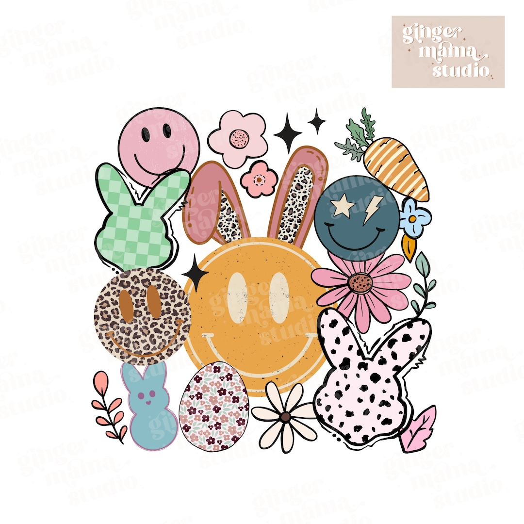 Groovy Easter Smiley Png, Easter Vibes Png, Happy Easter Png, Cute ...