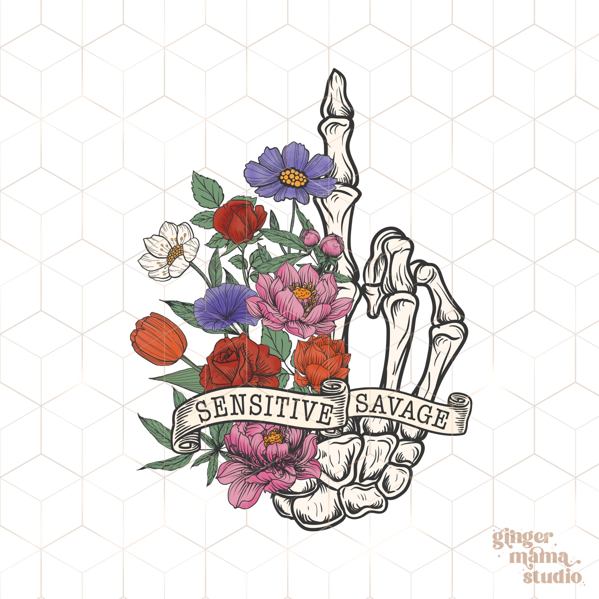Sensitive Savage Png, Skeleton Floral Png, Dead Inside Png ...